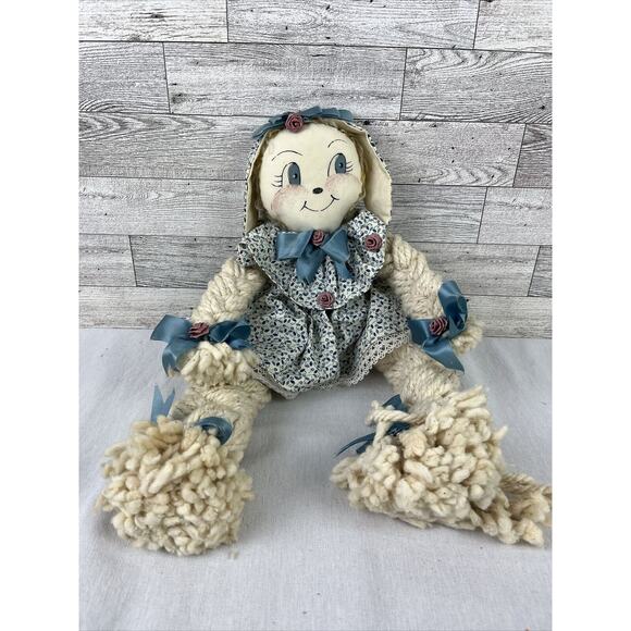 Handmade | Toys | Vintage Folk Art Stuffed Rabbit 7 Doll Braided Rope ...